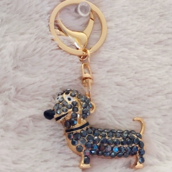 Accessories | New Blackgold Dachsund Dog Keyringpurse Charm Shiny Black ...